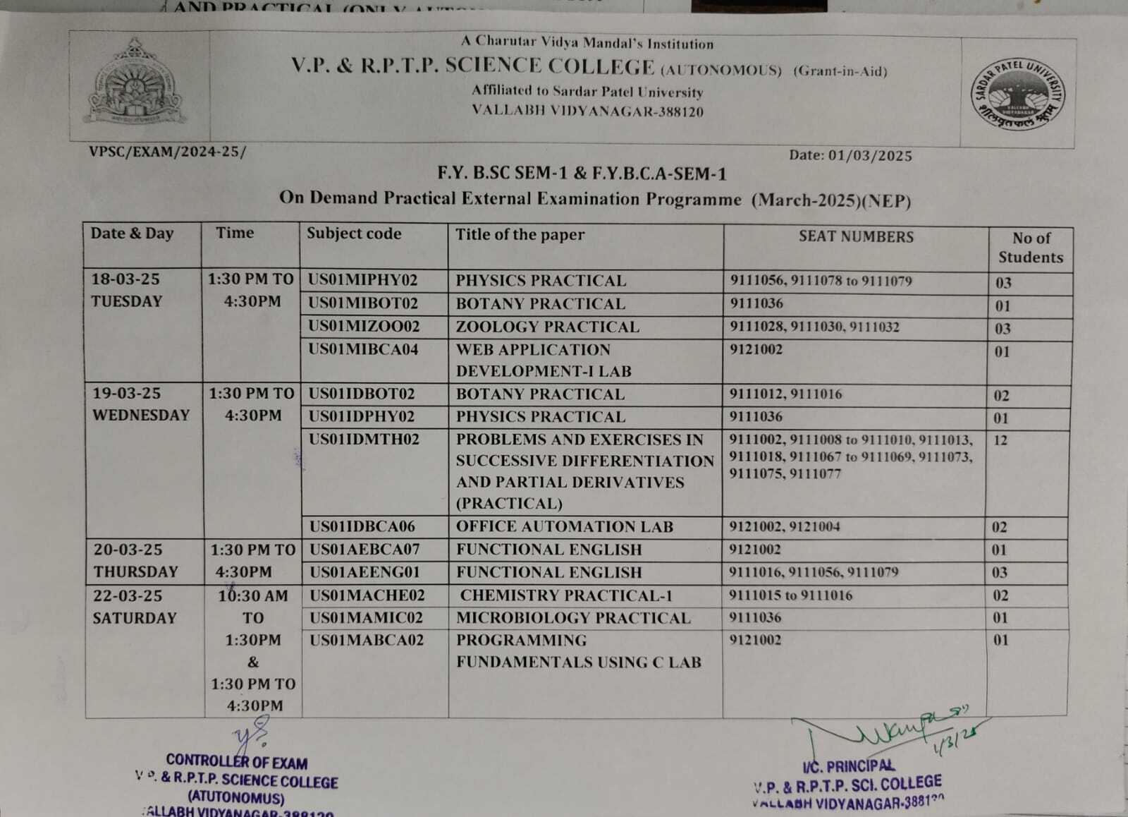 VP & RPTP Science College, Vallabh Vidya Nagar